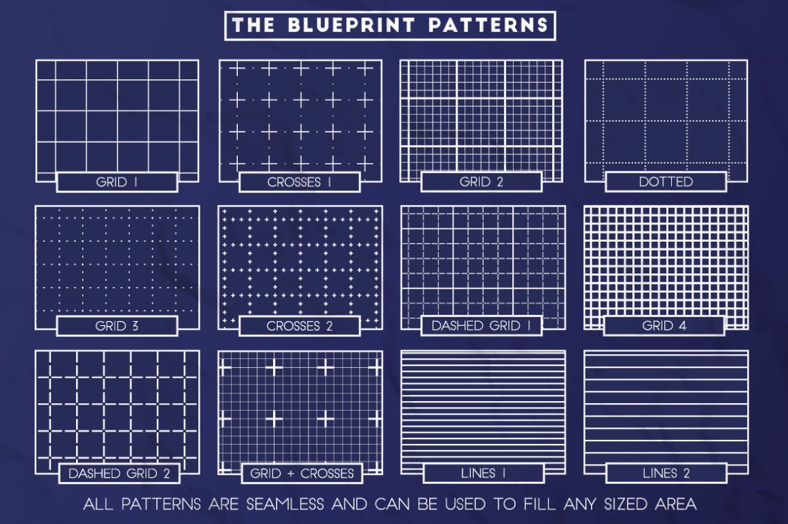Blueprint Patterns & Brushes for Adobe Illustrator