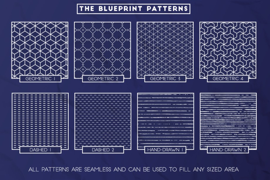 Blueprint Patterns & Brushes for Adobe Illustrator