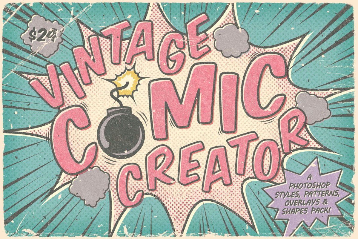 Vintage Comic Creator | Purchase Vintage Comic Book Tool Kit for Adobe ...