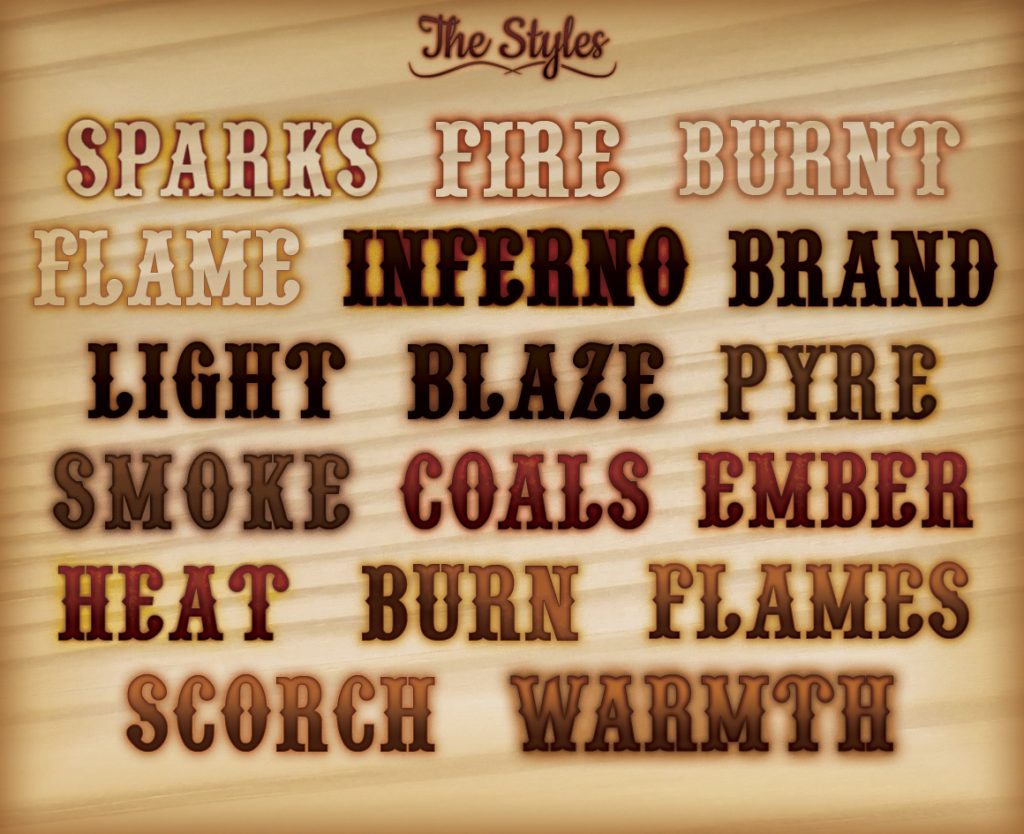 Photoshop Wood Burn Font | Buy Pyrography Wood Burn Effect Styles for ...