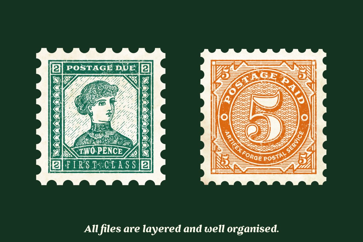 Affinity Designer Vintage Postage Stamps | Buy Affinity Postage Stamp ...